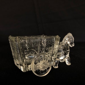 Adorable Little Vintage Clear Glass Donkey & Cart - Etsy