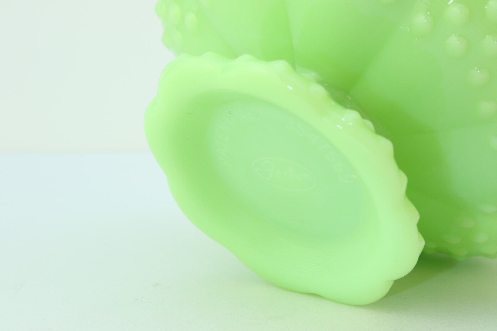 Vintage Fenton Hobnail Satin Uranium Glass Candle Holder Bowl | Etsy