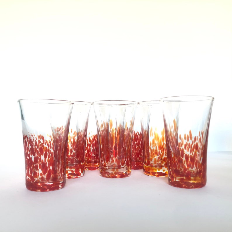 Vintage Red Flared Shot Glasses Set – Retro Barware, Set of 8 - Etsy