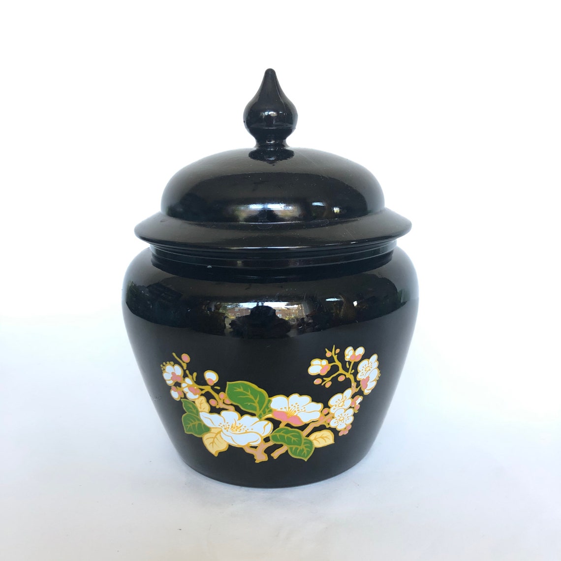 Vintage Avon Black Glass Ginger Jar - Lidded Bowl Covered Dish - Etsy