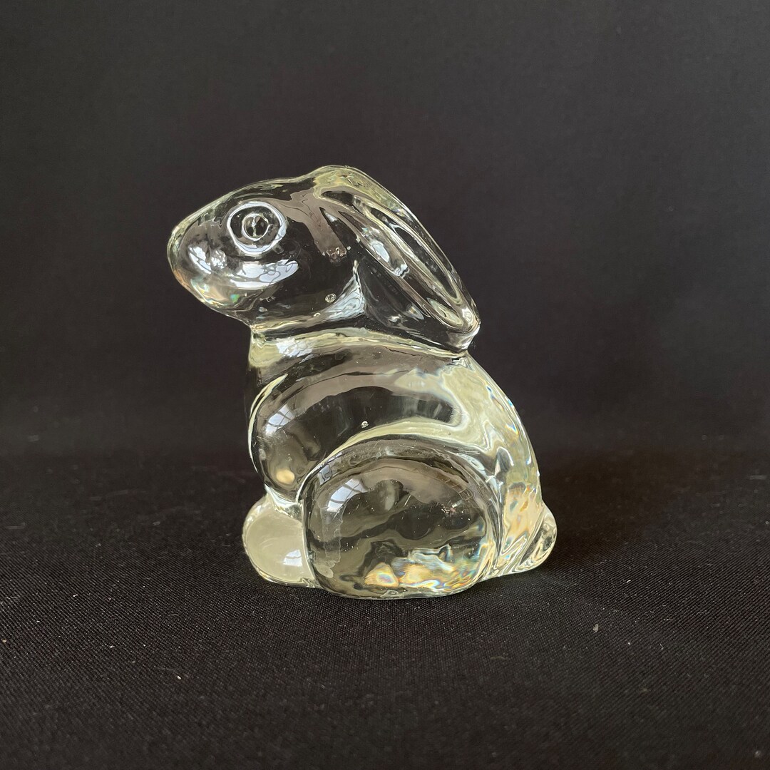 Vintage Clear Glass Bunny Rabbit Paperweight Figurine - Etsy