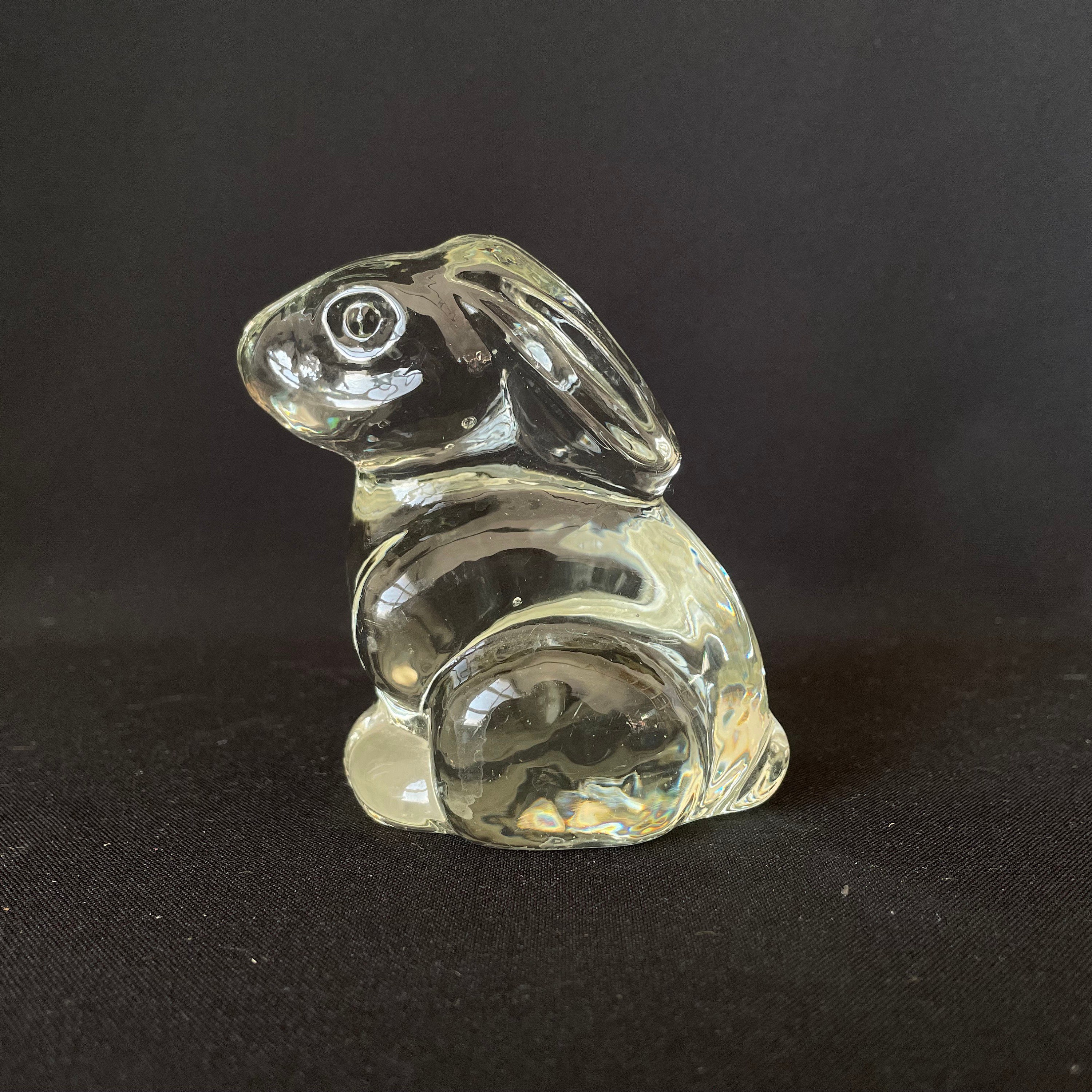 Vintage Clear Glass Bunny Rabbit Paperweight Figurine - Etsy