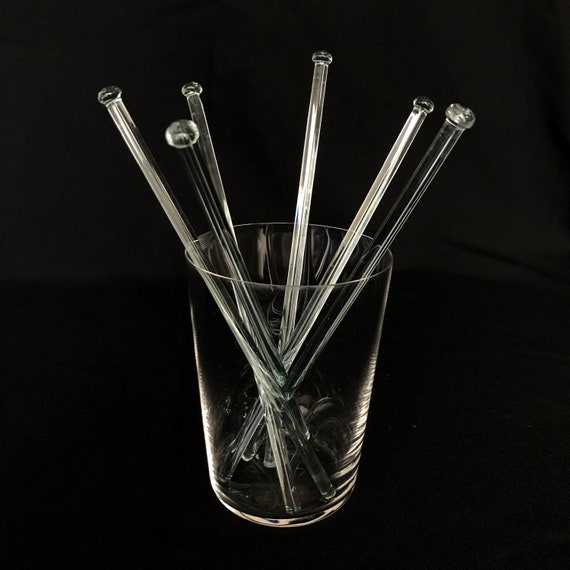 6 Vintage Clear Glass Swizzle Sticks Retro Barware MCM Barware | Etsy