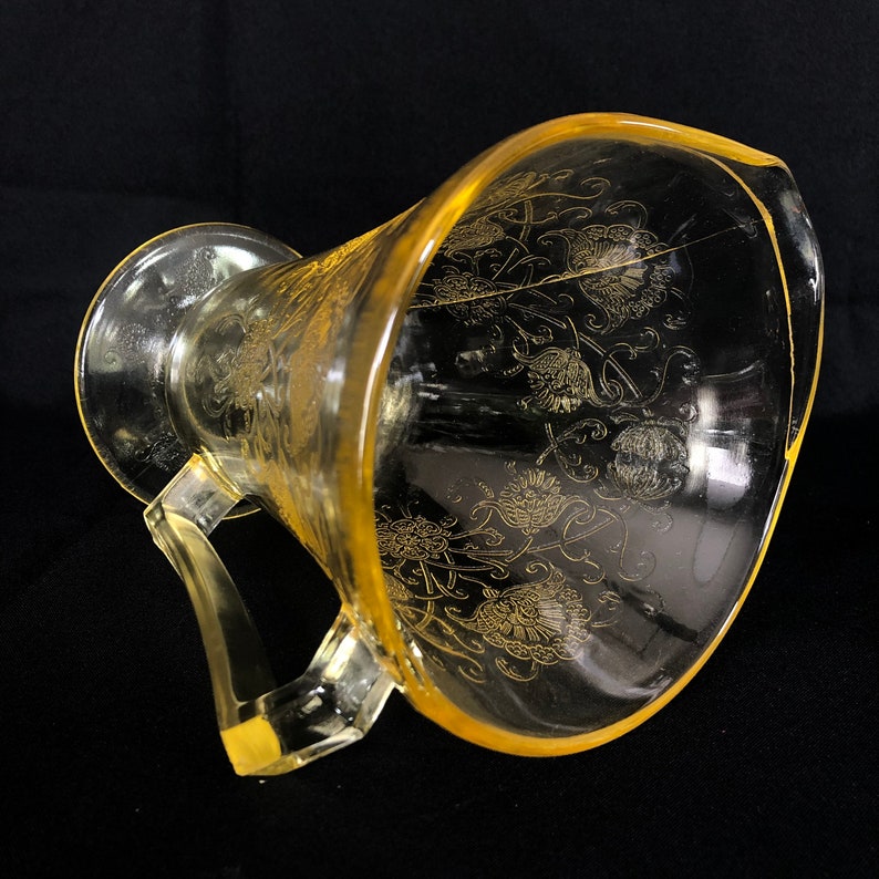 Vintage Hazel Atlas Yellow Depression Glass Pitcher, Florentine Poppy ...