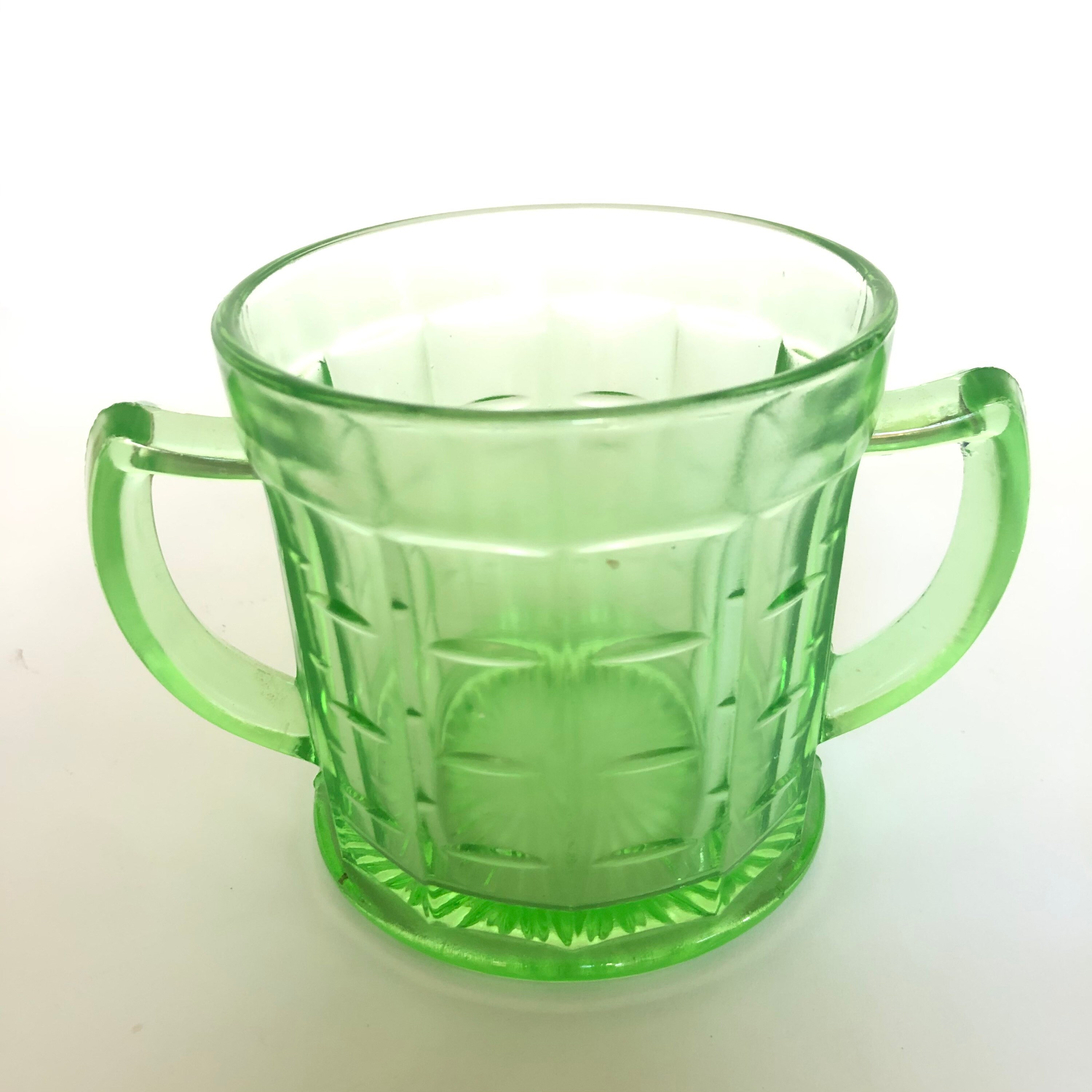 Vintage Hazel Atlas Vaseline Glass Creamer & Sugar Set, Colonial Block ...