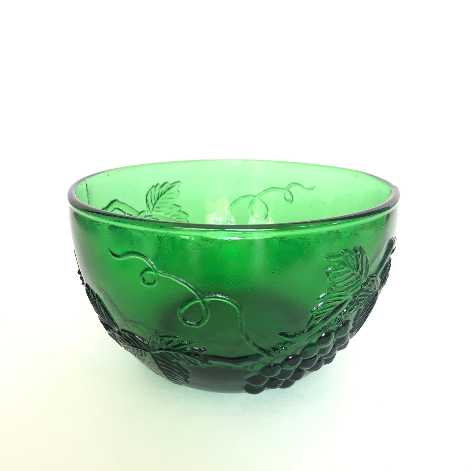 Vintage Emerald Green Heavy Pressed Glass Bowl Dish Harvest - Etsy