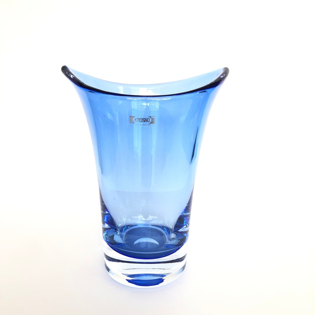 Magnificent Vintage Krosno Blue Glass Handcrafted Bouquet Vase - Etsy