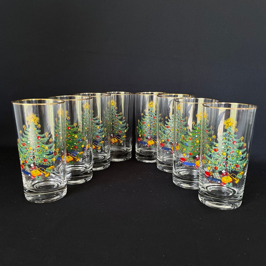 Set of 8 Elegant Vintage 11oz Christmas Highball - Cocktail - Water ...