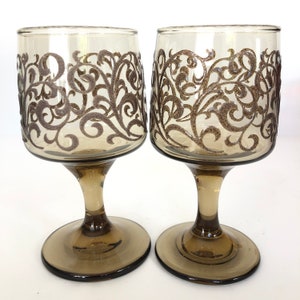 Set of 11 Super Groovy Retro Smokey Glass 8oz Raised Swirl Design Wine ...