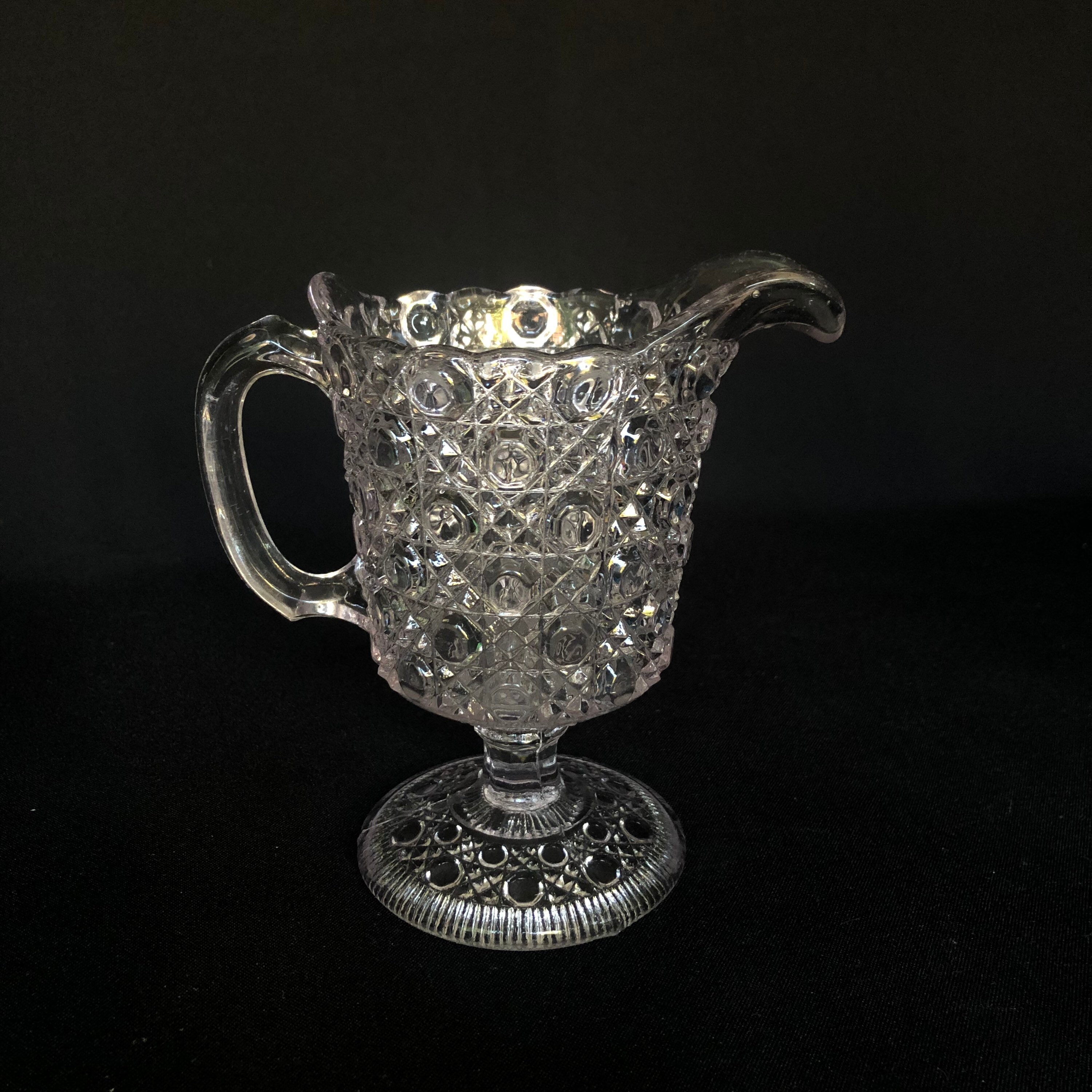 48.00 DAISY and BUTTON pURPLE gLASS CREAMER AnTIQUE EaRLY AmERICAN ...