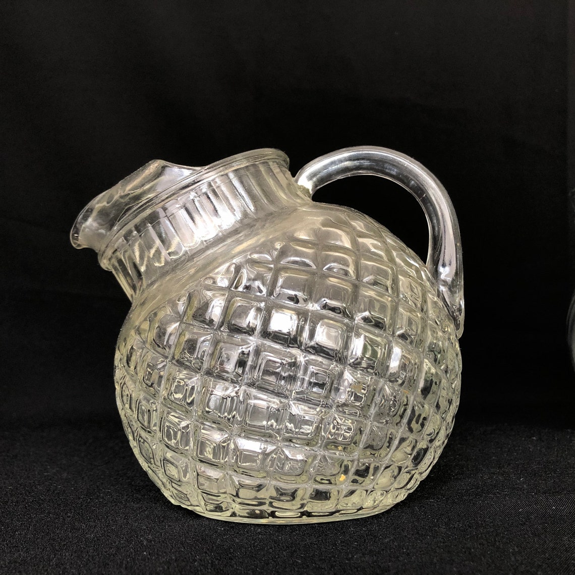 Vintage Clear Tilt Ball Pitcher Diamond Point Depression Glass - Etsy