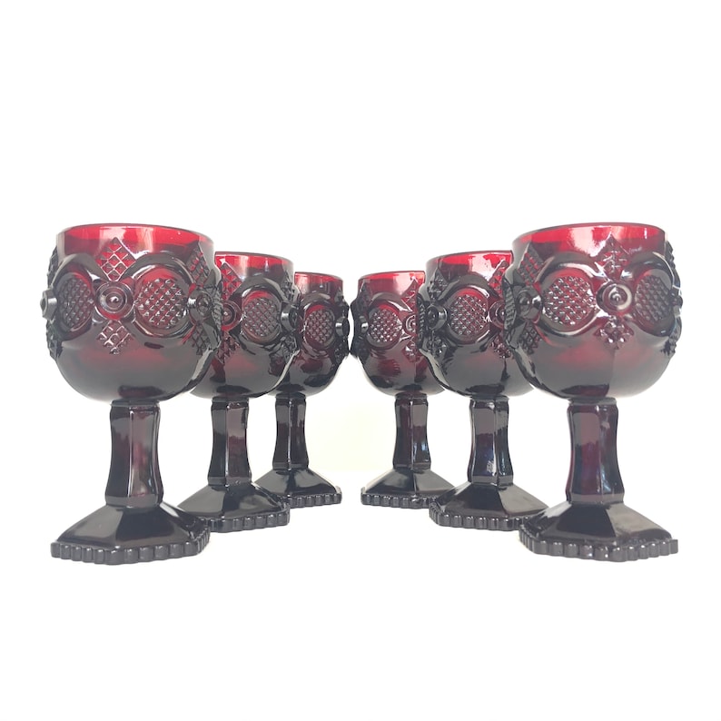 Set of 6 Vintage Avon Cape Cod Collection Ruby Red Glass 3.5oz - Etsy