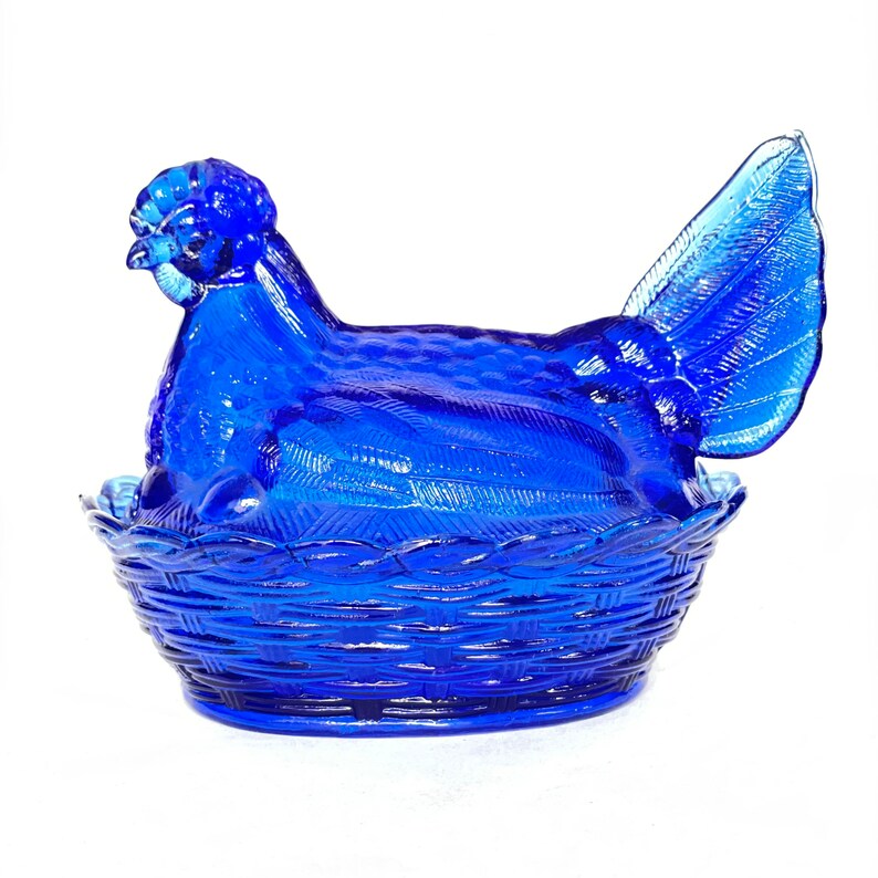 SPECTACULAR Cobalt Blue Glass Hen on Nest Elegant Glass - Etsy