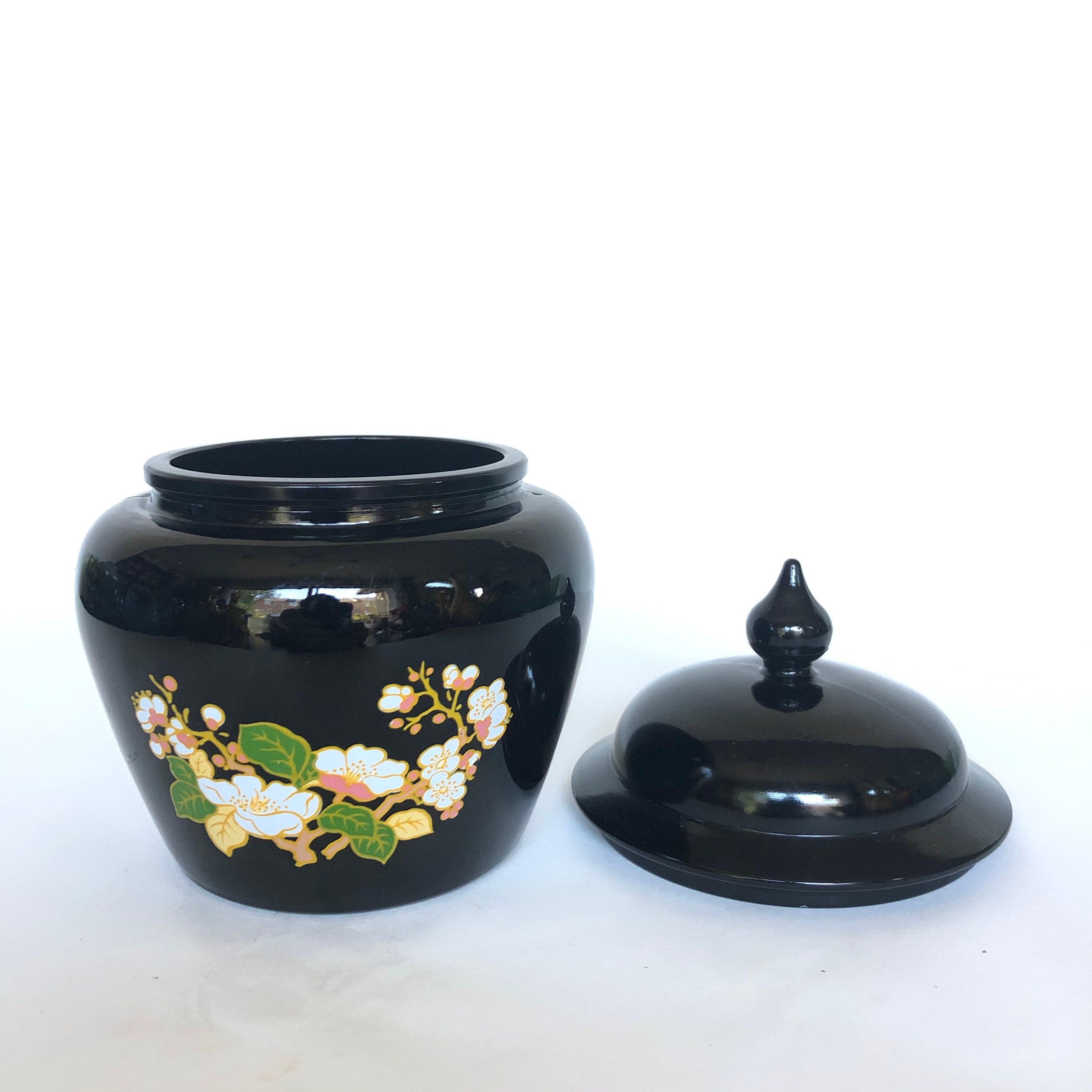 Vintage Avon Black Glass Ginger Jar - Lidded Bowl Covered Dish - Etsy