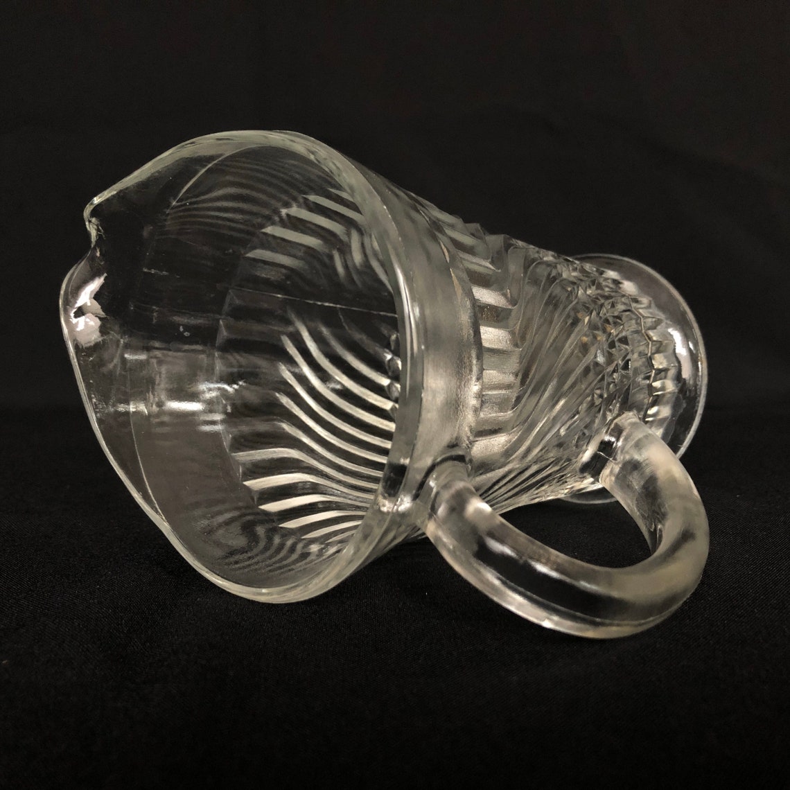Gorgeous Vintage Pressed Glass Swirling Ribbed Design Pitcher | Etsy