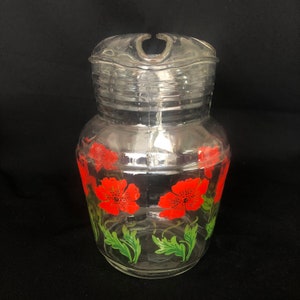 Vintage Glass Red Poppy 90oz Pitcher - Retro Kitchen - READ FULL ...