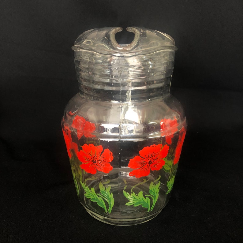 Vintage Glass Red Poppy 90oz Pitcher - Retro Kitchen - READ FULL ...