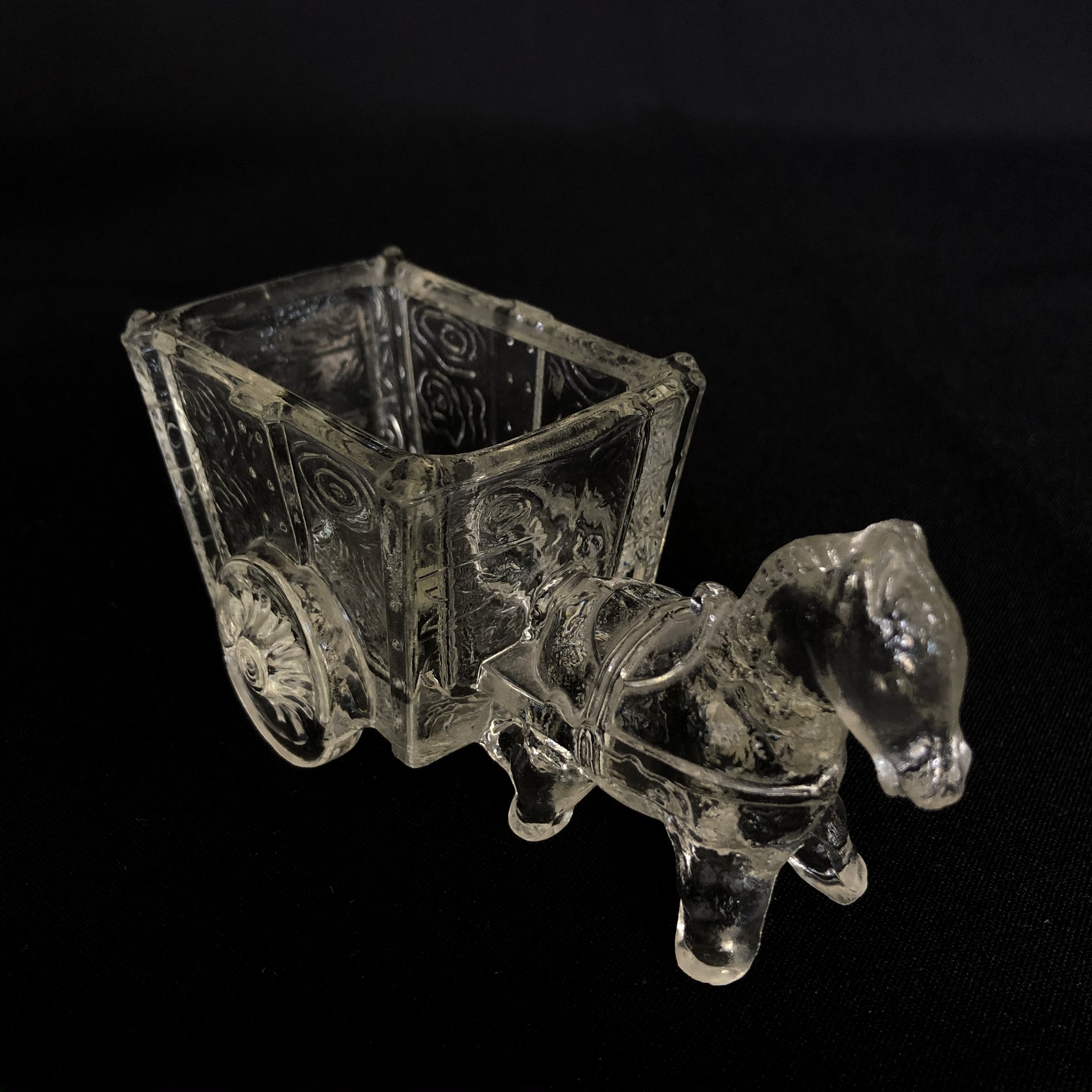 Adorable Little Vintage Clear Glass Donkey & Cart - Etsy