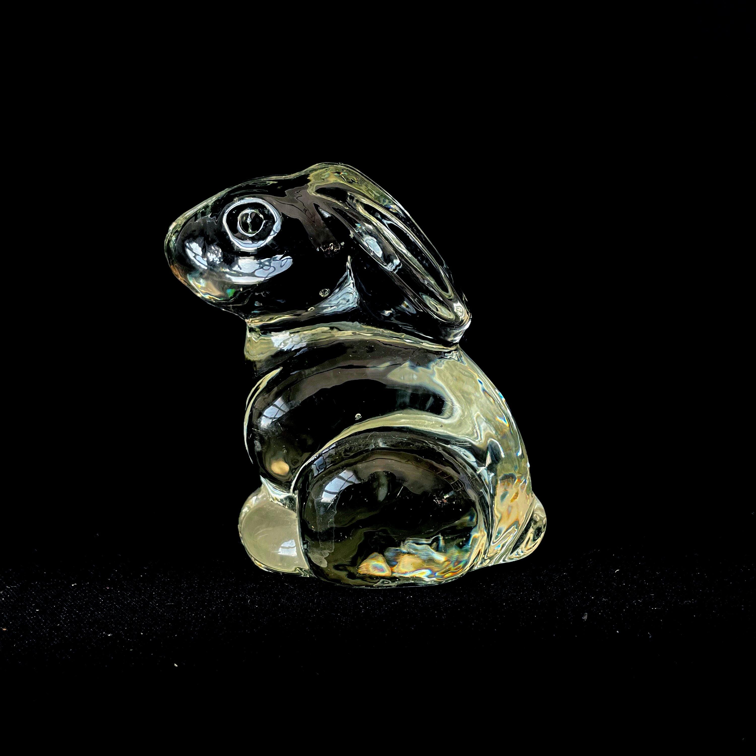 Vintage Clear Glass Bunny Rabbit Paperweight Figurine - Etsy