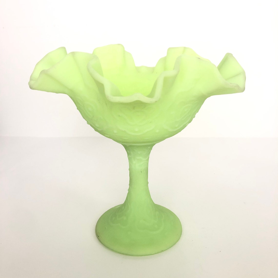 RARE Vintage FENTON Satin Lime Green Custard Glass Persian - Etsy