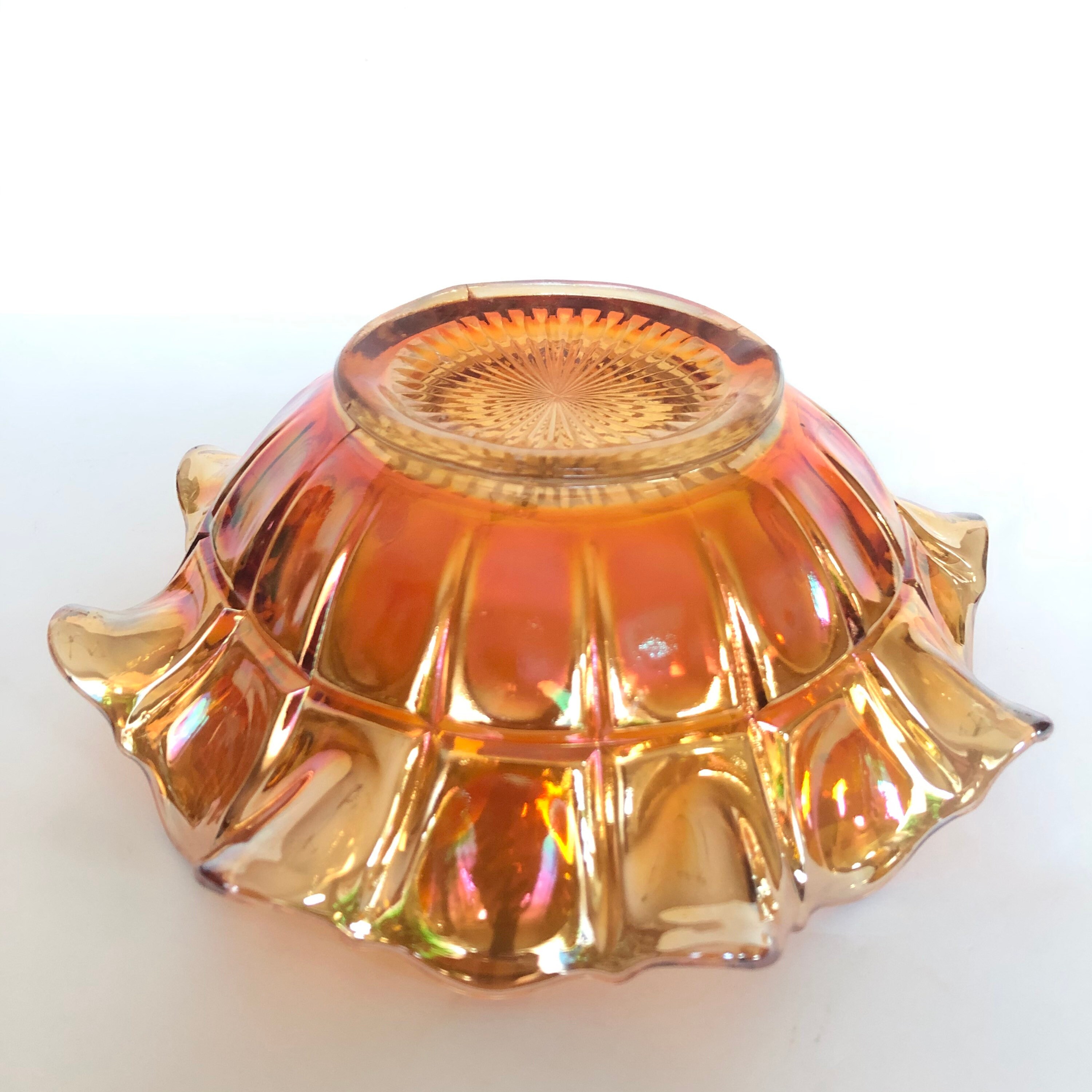 Vintage Ruffled Rim 9 Carnival Glass Bowl - Etsy