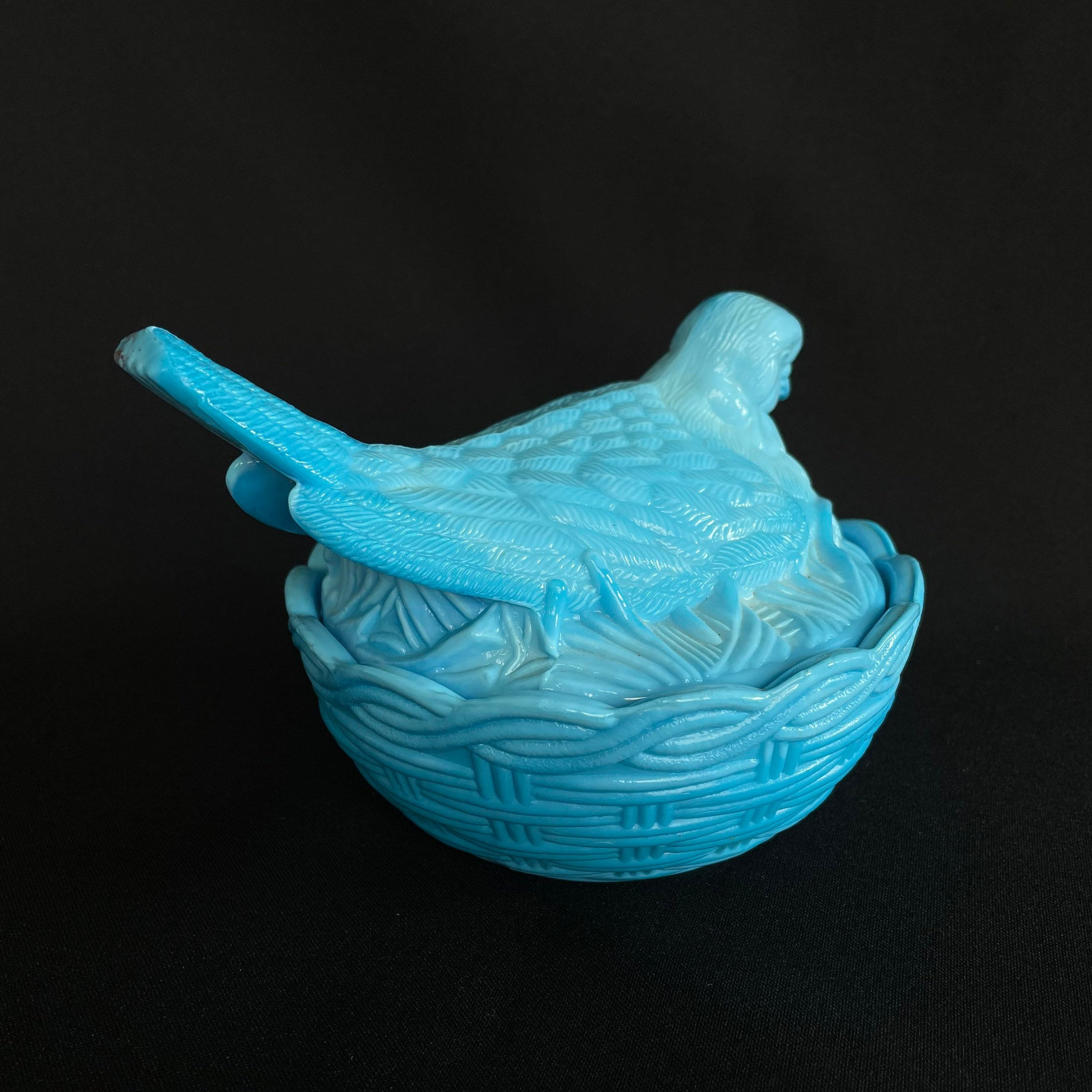 RARE Vintage Blue Slag Glass Dove on Nest Covered Dish - Etsy