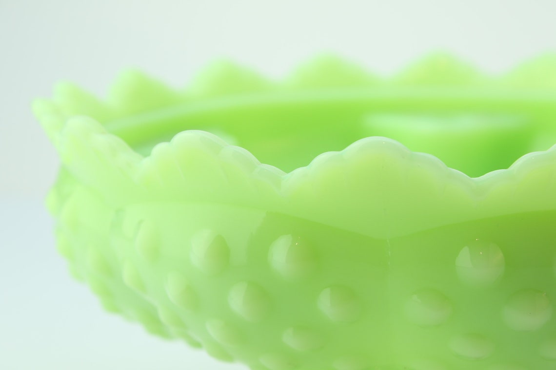 Vintage Fenton Hobnail Satin Uranium Glass Candle Holder Bowl - Etsy