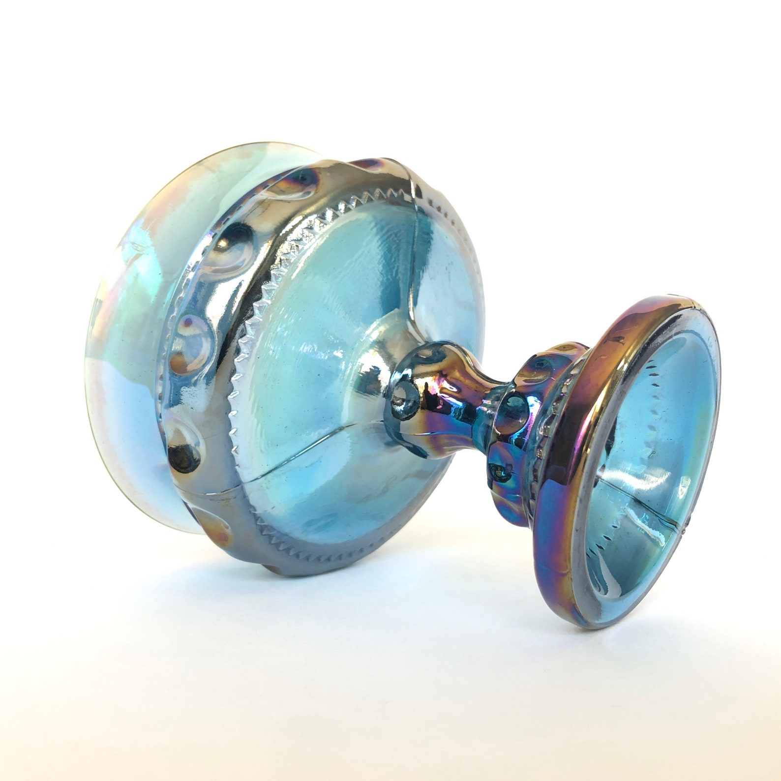 Vintage Indiana Glass Blue Iris Carnival Glass Kings Crown - Etsy