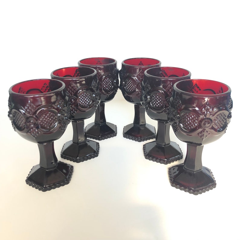 Set of 6 Vintage Avon Cape Cod Collection Ruby Red Glass 3.5oz - Etsy