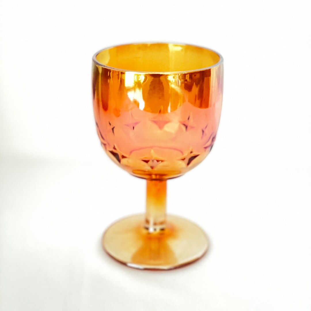 RARE - Spectacular Vintage Carnival Glass Short Stemmed Chalice - Etsy