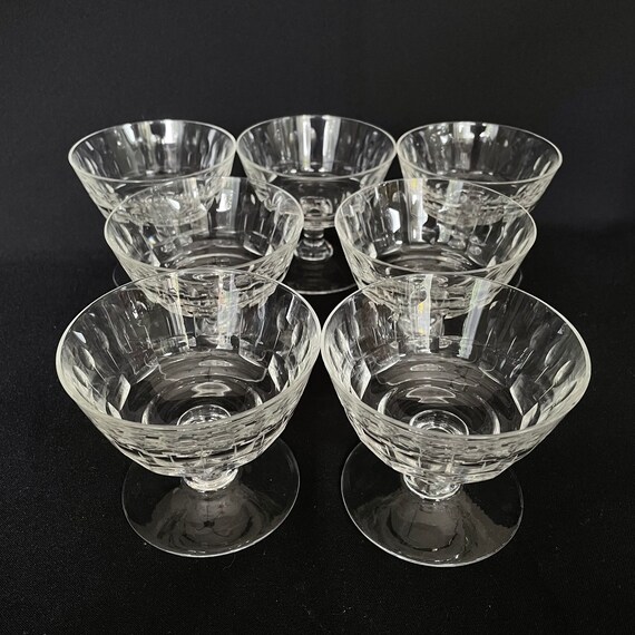 7 Vintage Quality Crystal 6oz Flat Bottom Champagne Cocktail Coupe Glasses Retro Barware Vintage Barware Etsy UK