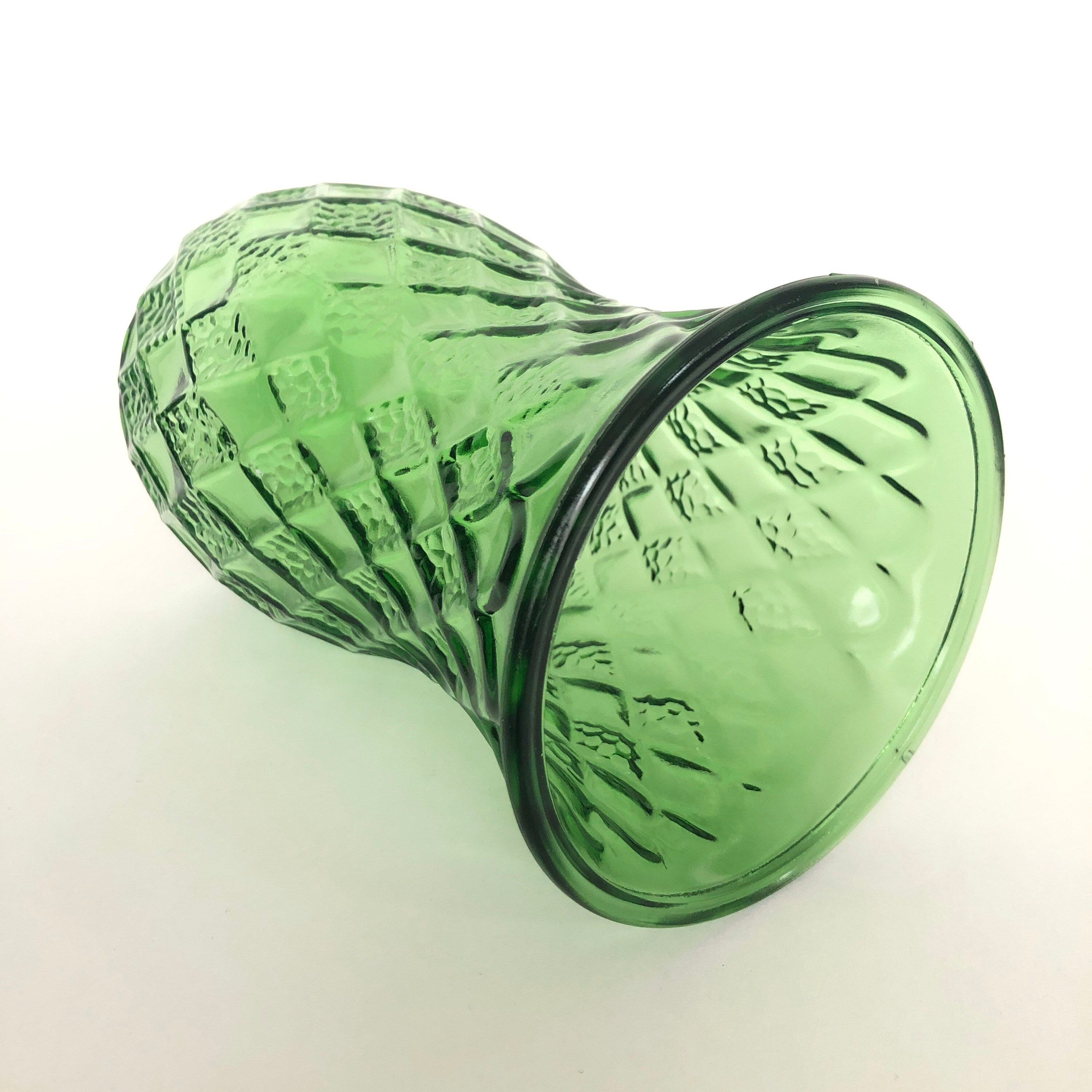 Harlequin Pattern Vintage Green Pressed Glass Bouquet Vase - Etsy