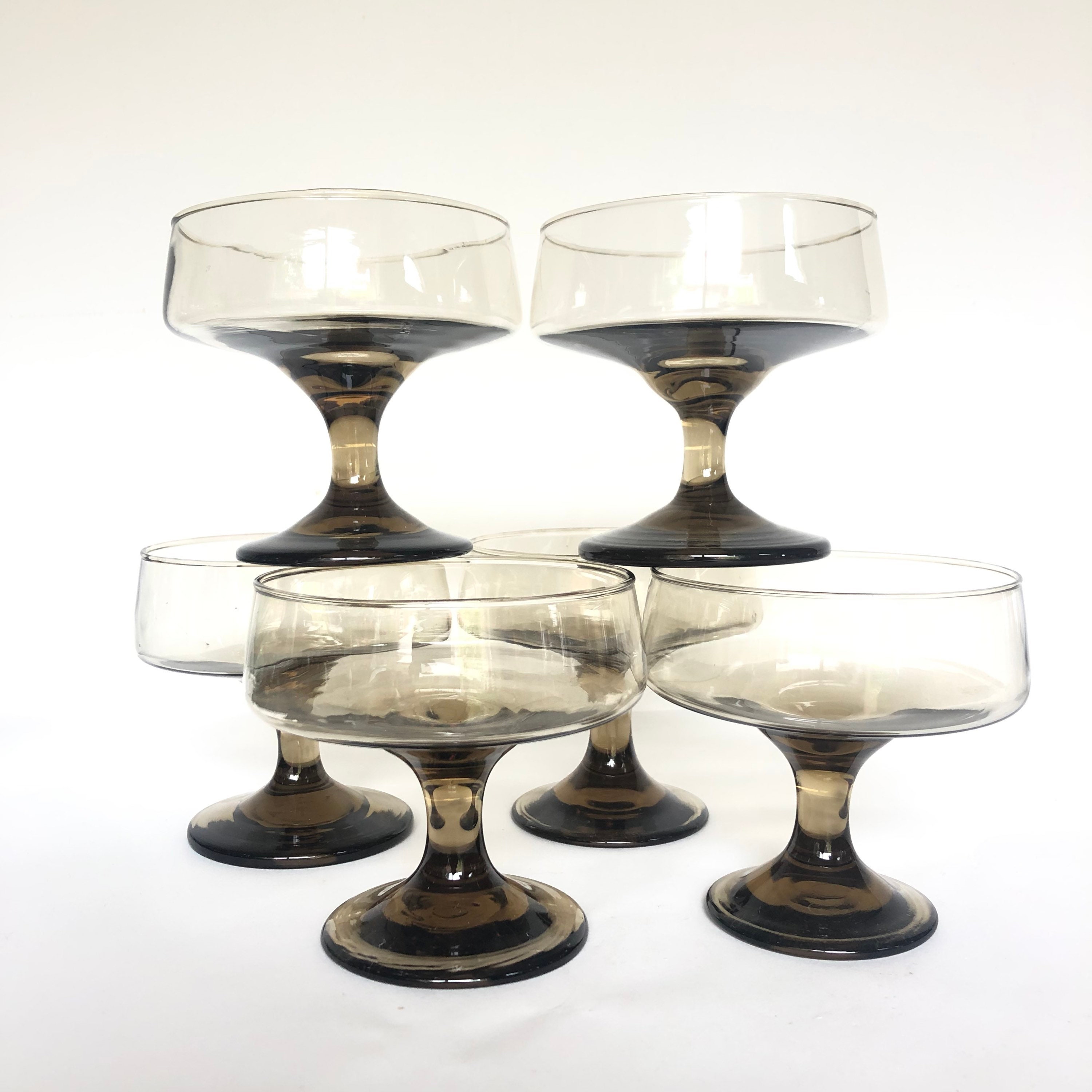 Set of 6 Super Groovy Retro Smokey Glass oz Champagne Cocktail | Etsy