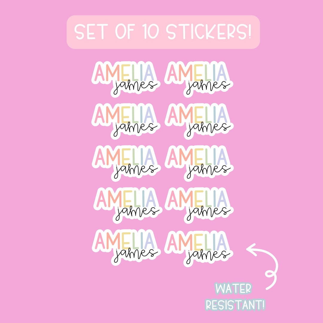 Rainbow Name Stickers: Custom Kids School Labels - Set of 10 - Etsy