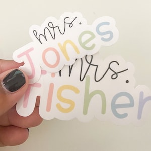 Personalized Teacher Sticker Custom Teacher Name Sticker Teacher Gift ...