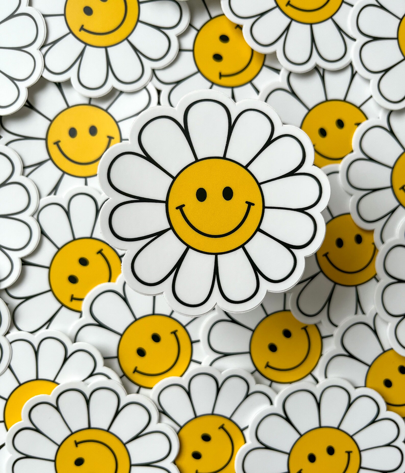 Retro Happy Face Daisy Vinyl Sticker: Waterproof Laptop Decal - Etsy
