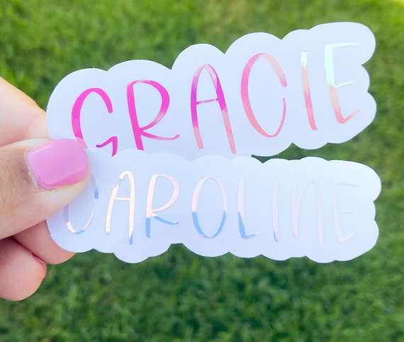 Caroline Font Vinyl Name Decal Holographic Decal Name - Etsy