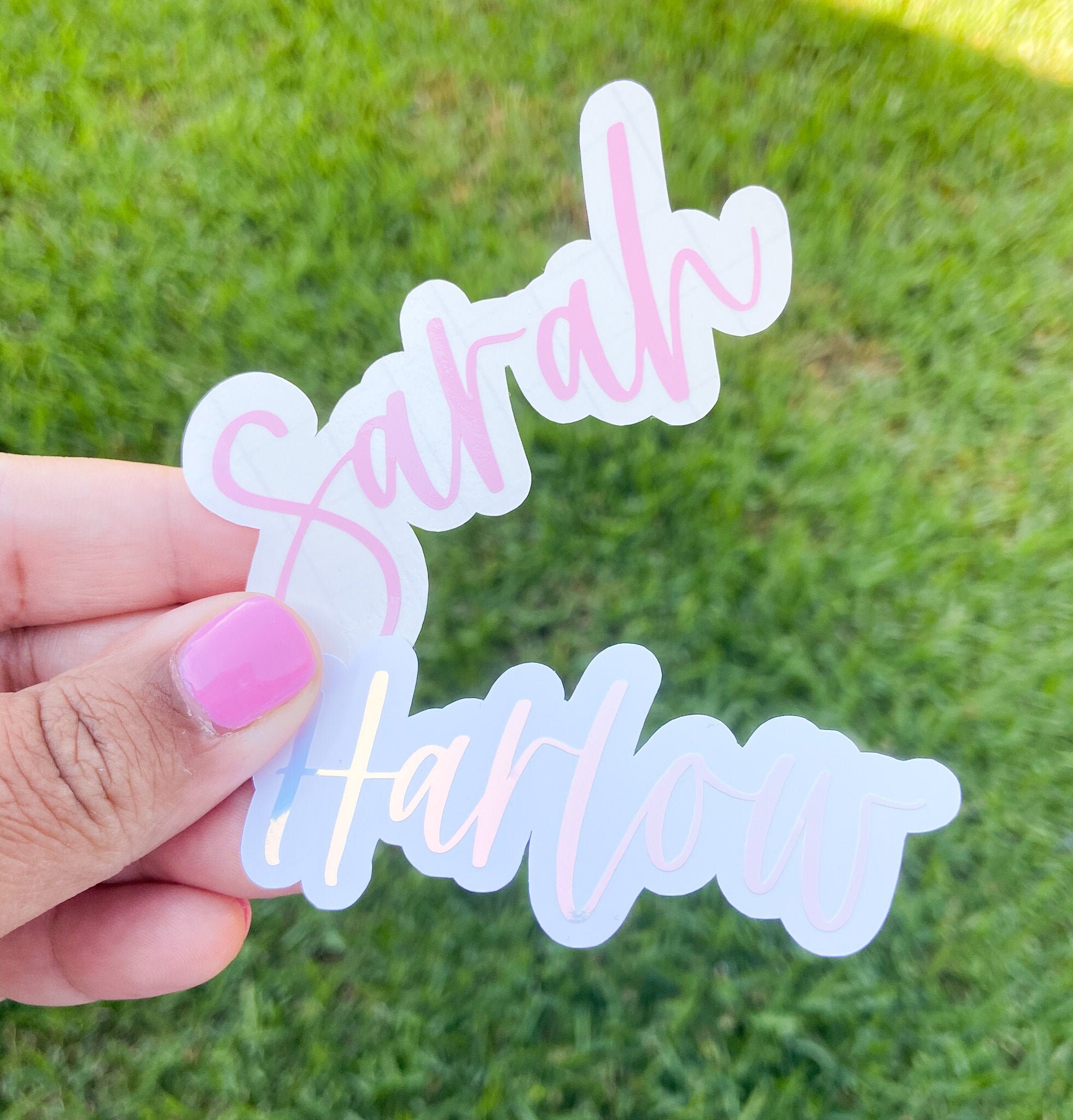 Sarah Font Vinyl Name Decal Holographic Decal Name Decal | Etsy