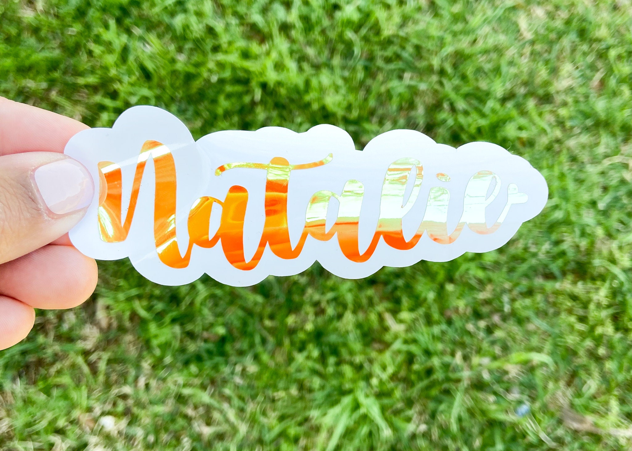 Natalie Vinyl Name with Heart Decal Holographic Decal Name | Etsy