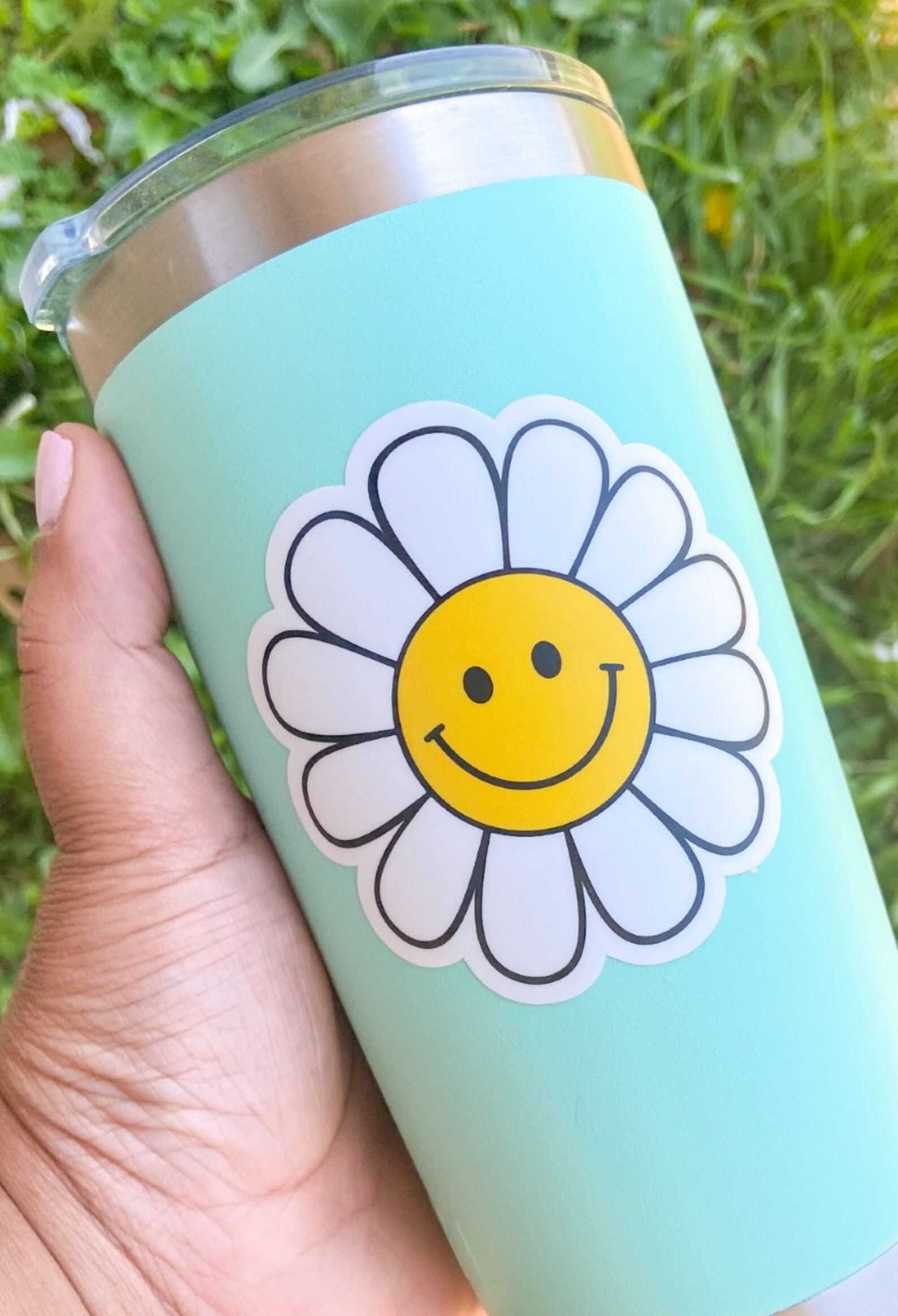 Retro Happy Face Daisy Vinyl Sticker: Waterproof Laptop Decal - Etsy