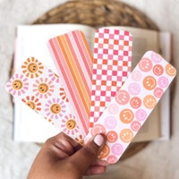 Laminated Bookmarks Retro Happy Face Checker Print Laminated Bookmark ...