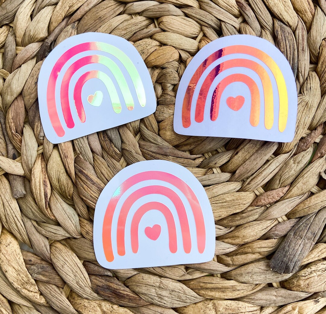Boho Rainbow Holographic Decal | Heart Rainbow Decal | Positive Decal ...