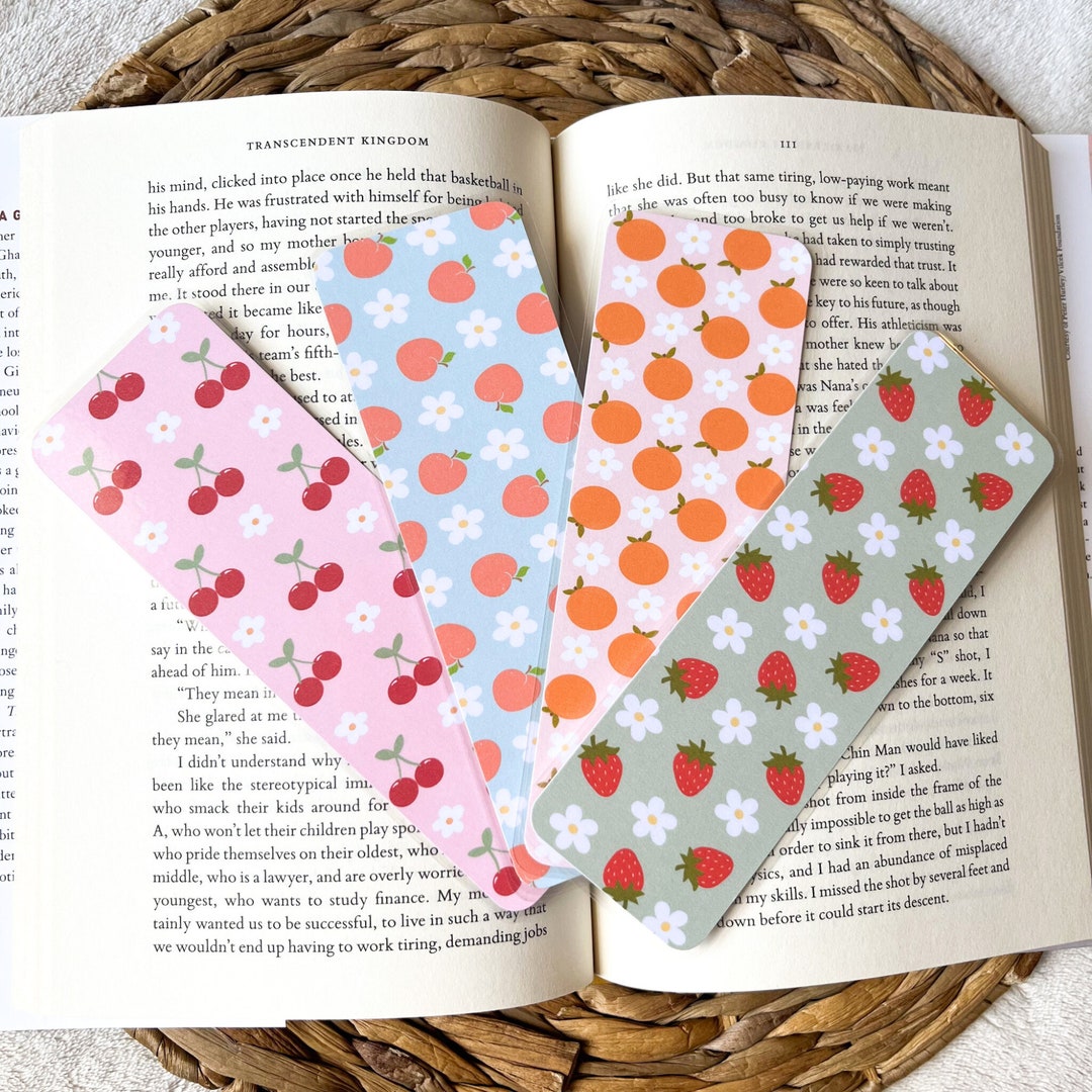 Summer Fruit Bookmark Set | Cute Farmers Market Strawberry Peach Cherry ...