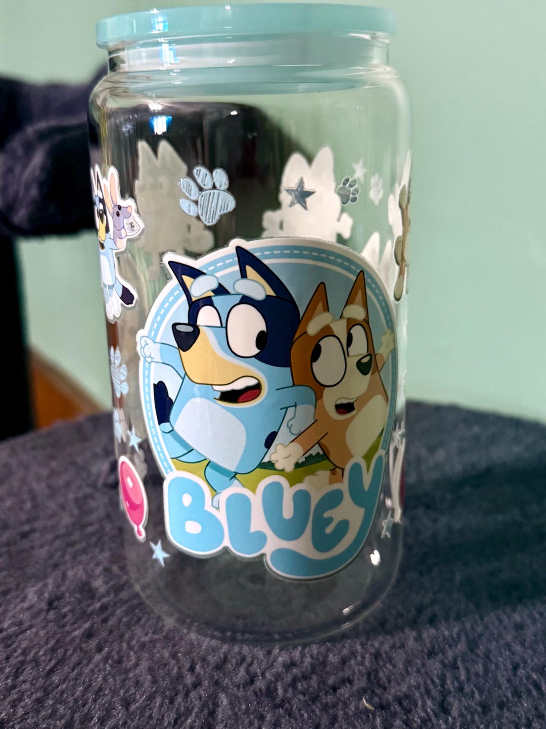 Bluey Glass Cup - Etsy