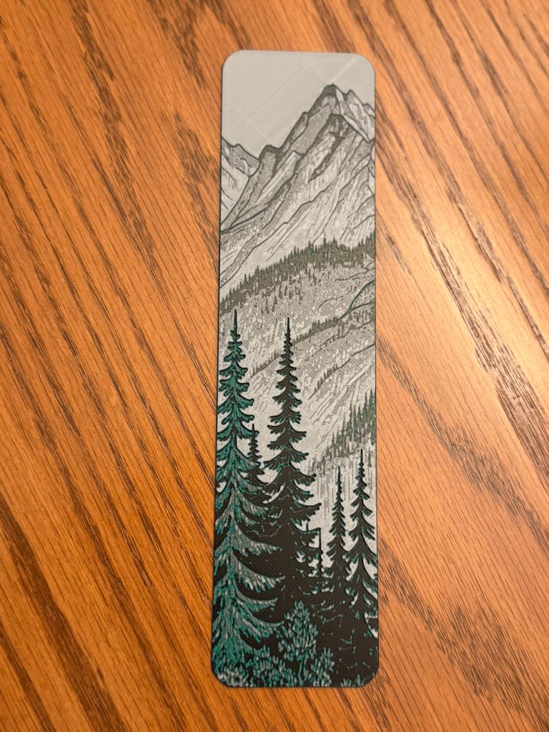Mountain Forest Bookmark - 3D Printed Raised Textured Gift for ...