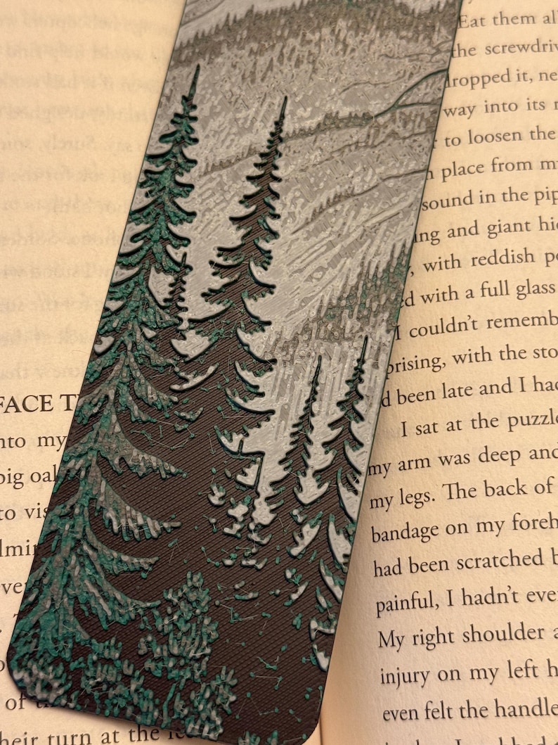 Mountain Forest Bookmark - 3D Printed Raised Textured Gift for ...