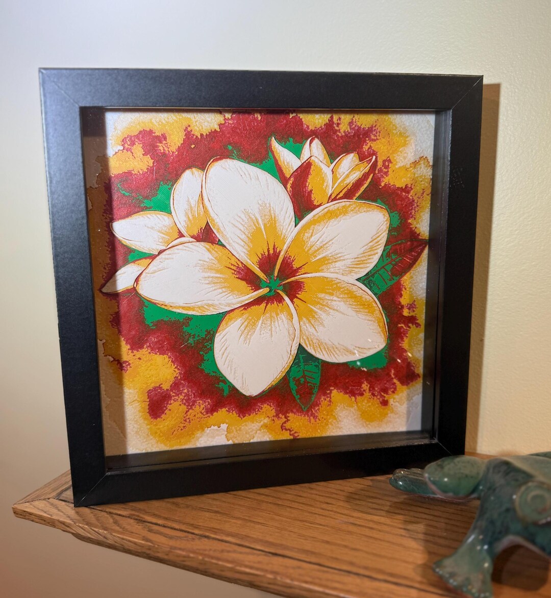 Frangipani Plumeria 3d Print Wall Decor Available With Optional Black ...