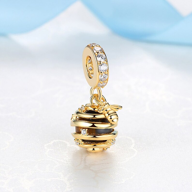 GOLD Bumble Honey BEE HIVE Charm Sparkling Crystals Christmas | Etsy