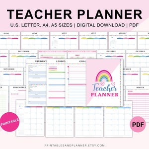 Printable Teacher Planner, Teacher Plan Book, Teacher Agenda, Lesson ...