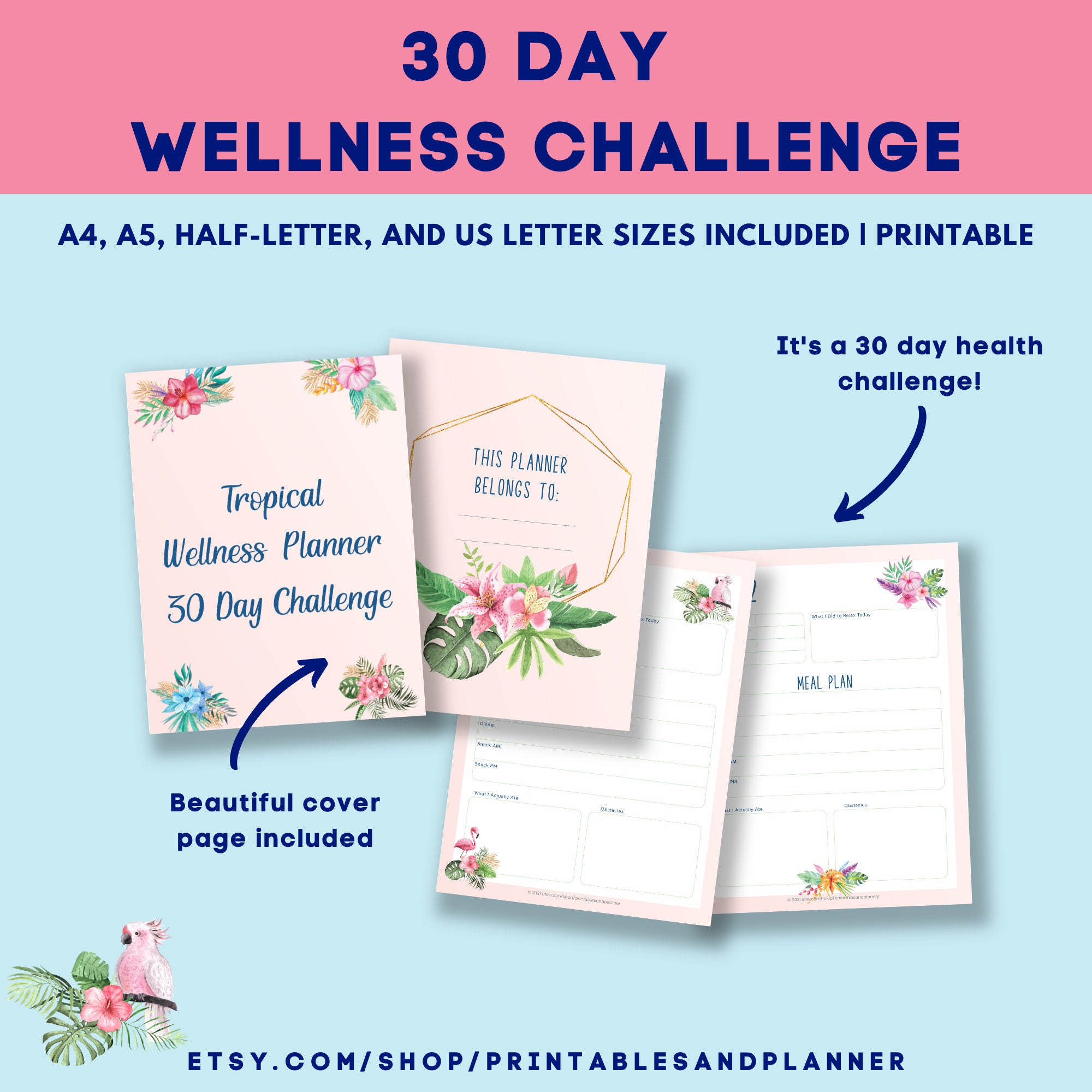 Wellness Planner Bundle Includes a Wellness Journal, Food Log, and ...